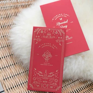 Well Wishes Chinese Wedding Money Envelopes, Red Packets set of 5 - Etsy