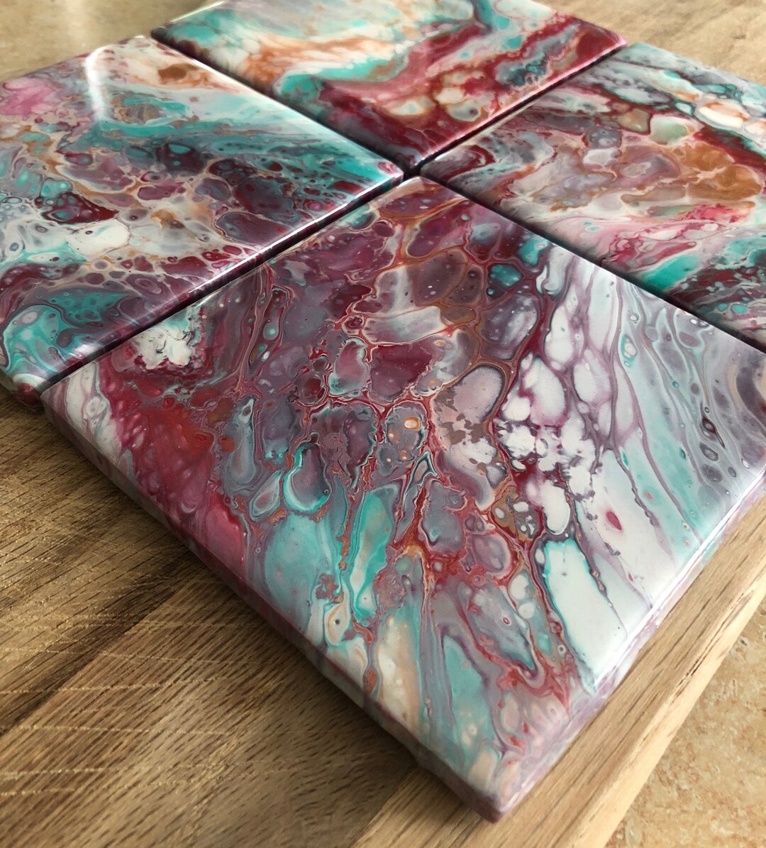 Coasters Square Coasters Square Tile Fluid Art Coasters - Etsy