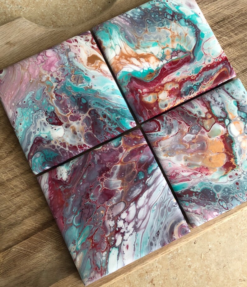 Coasters Square Coasters Square Tile Fluid Art Coasters - Etsy