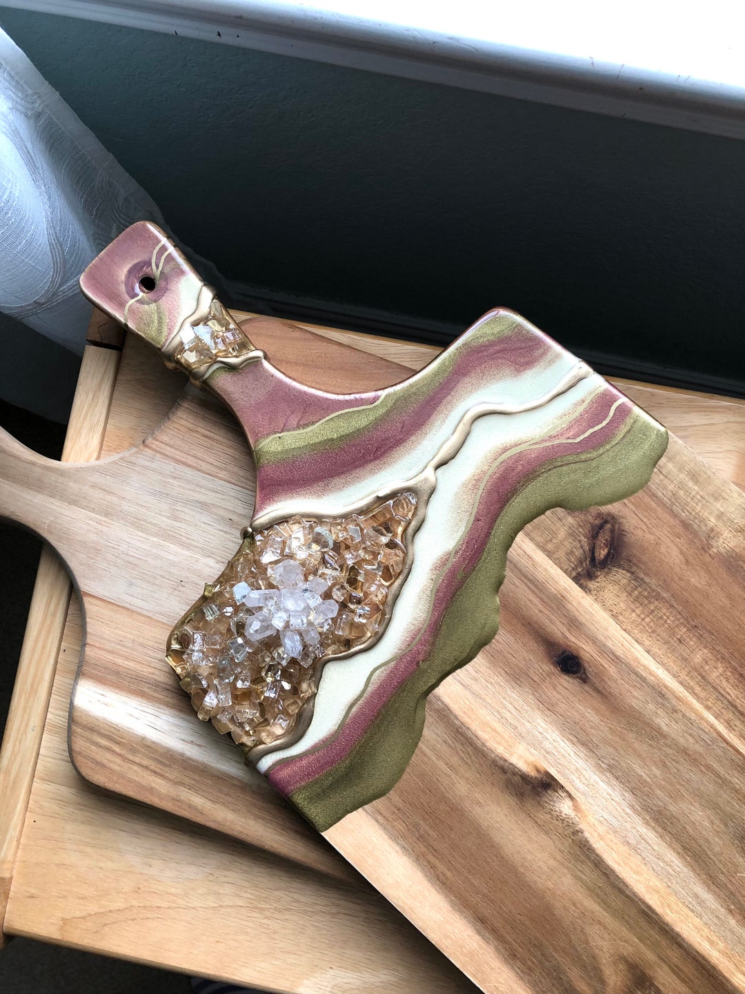 Geode Charcuterie Board Geode Inspired Art Rose Gold Resin - Etsy