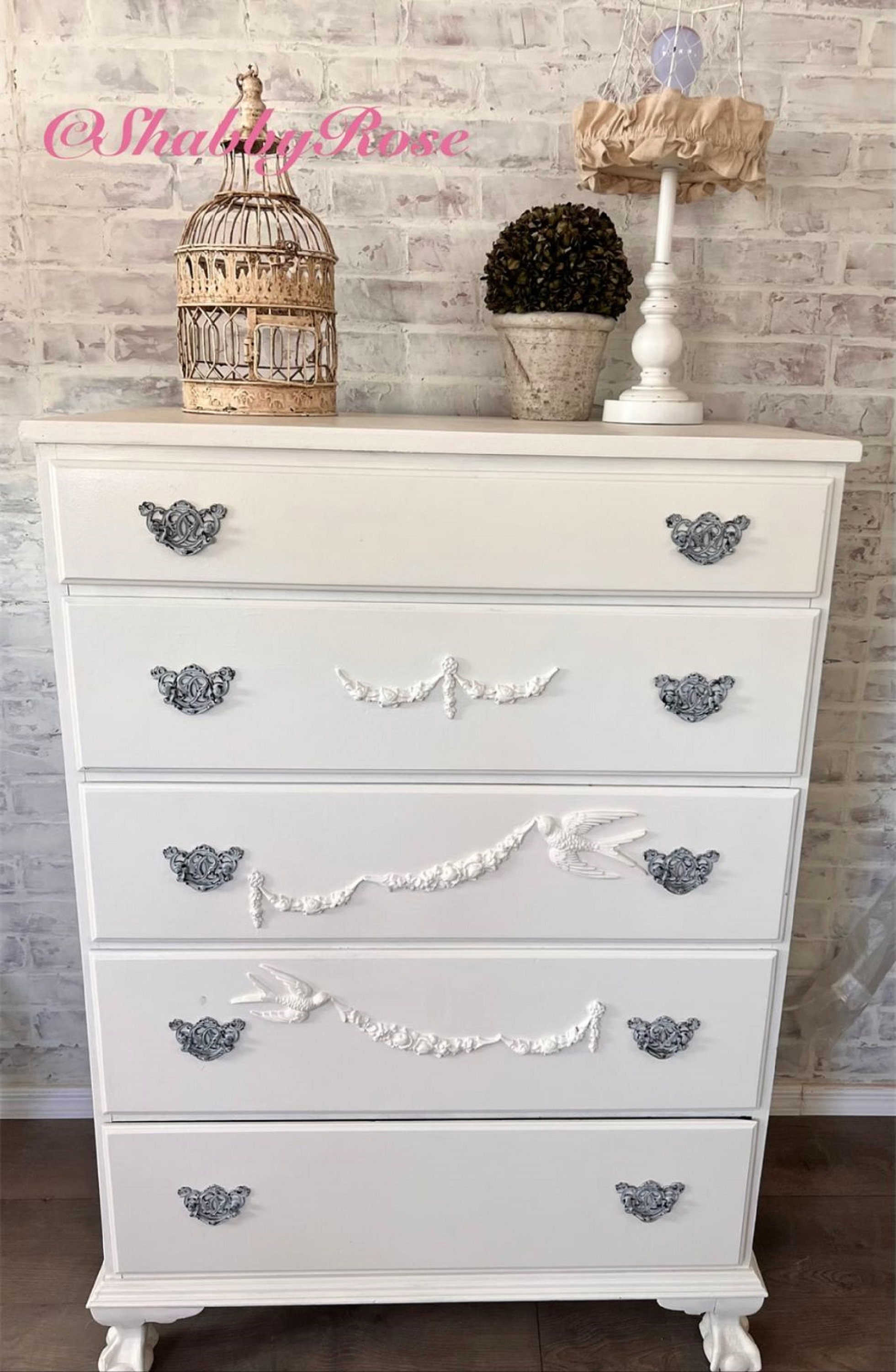 Large Pair of Shabby Chic Curved Rose Swags Applique Item - Etsy