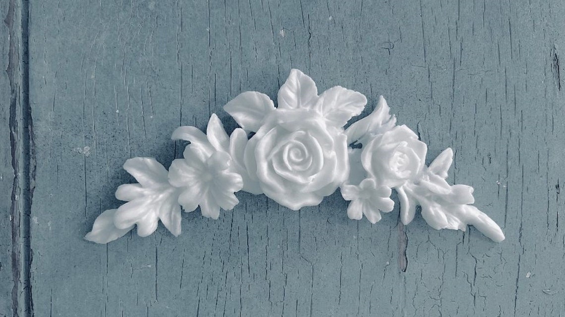 Large Curved Bouquet of Roses Furniture Appliqués Mouldings Onlays - 32 ...