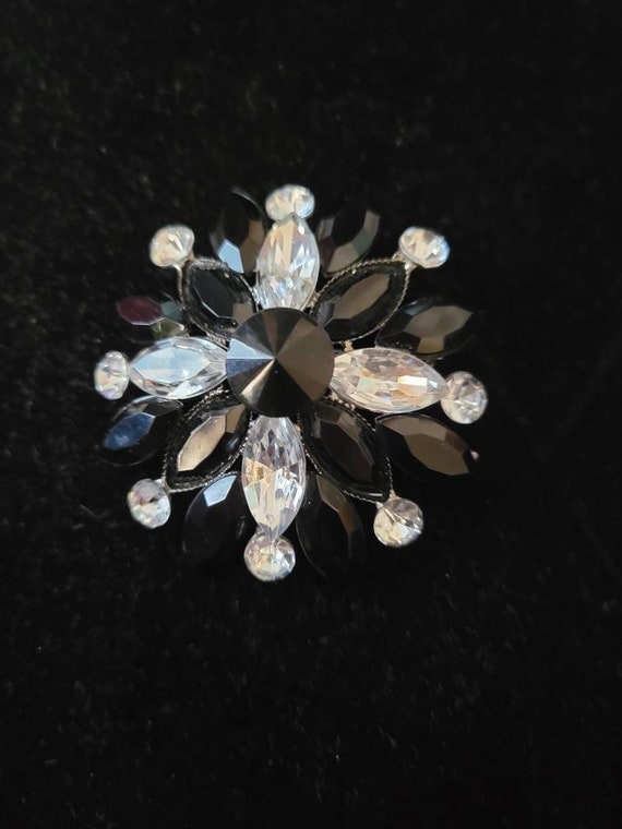 Jet and Clear Beads Brooch | Etsy