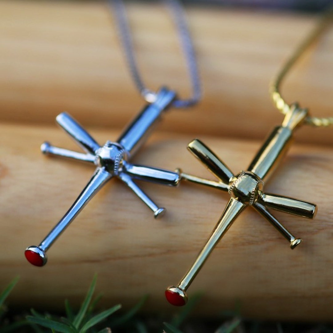 Baseball Bat Cross in Pure Italian 18kt Gold Over Sterling - Etsy