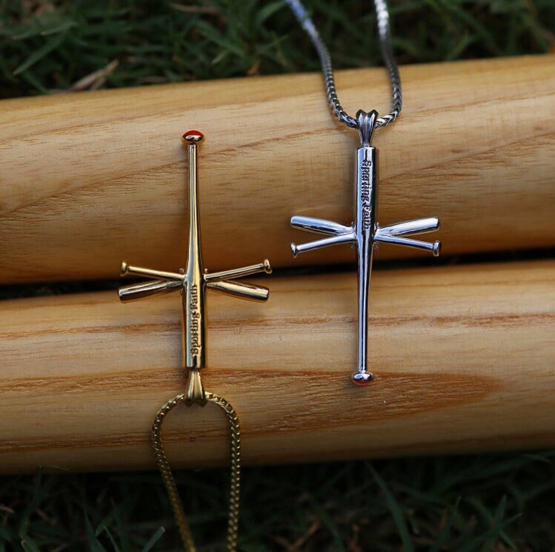 Teammates Baseball Bat Cross in Pure Italian 18kt Gold Over Sterling ...