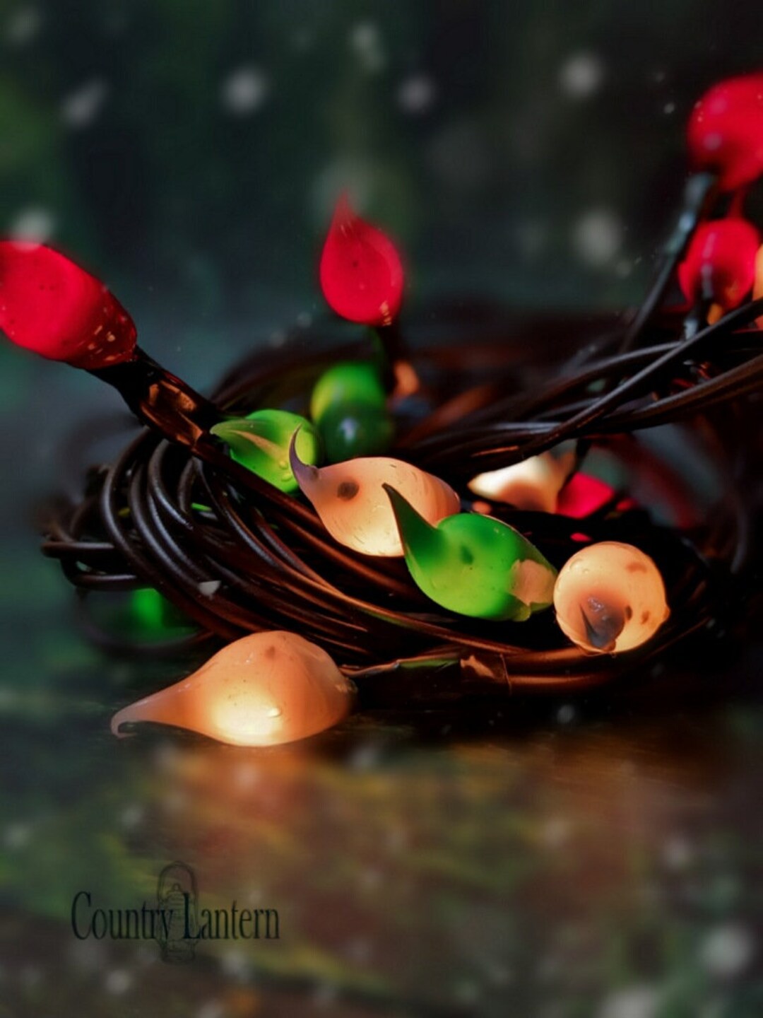 Teeny Incandescent String Light 20 Count Poinsettia Handmade - Etsy