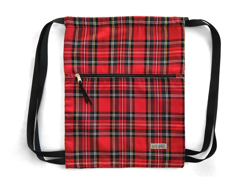 Drawstring Backpack Red Plaid Fabric, Scottish Tartan Backpack, Tartan ...