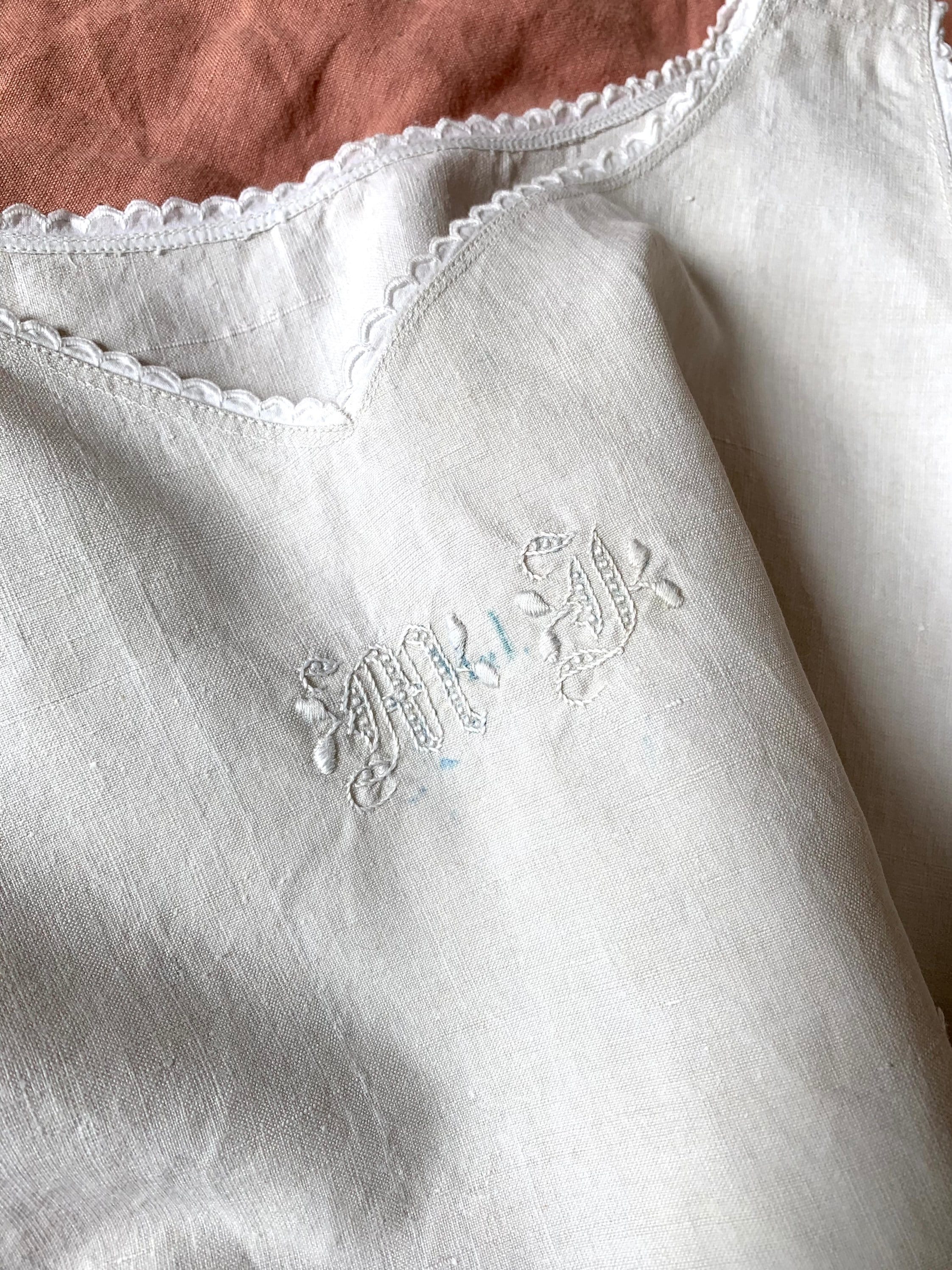 Ancient Linen Dress With Arch Edge and Monogram - Etsy