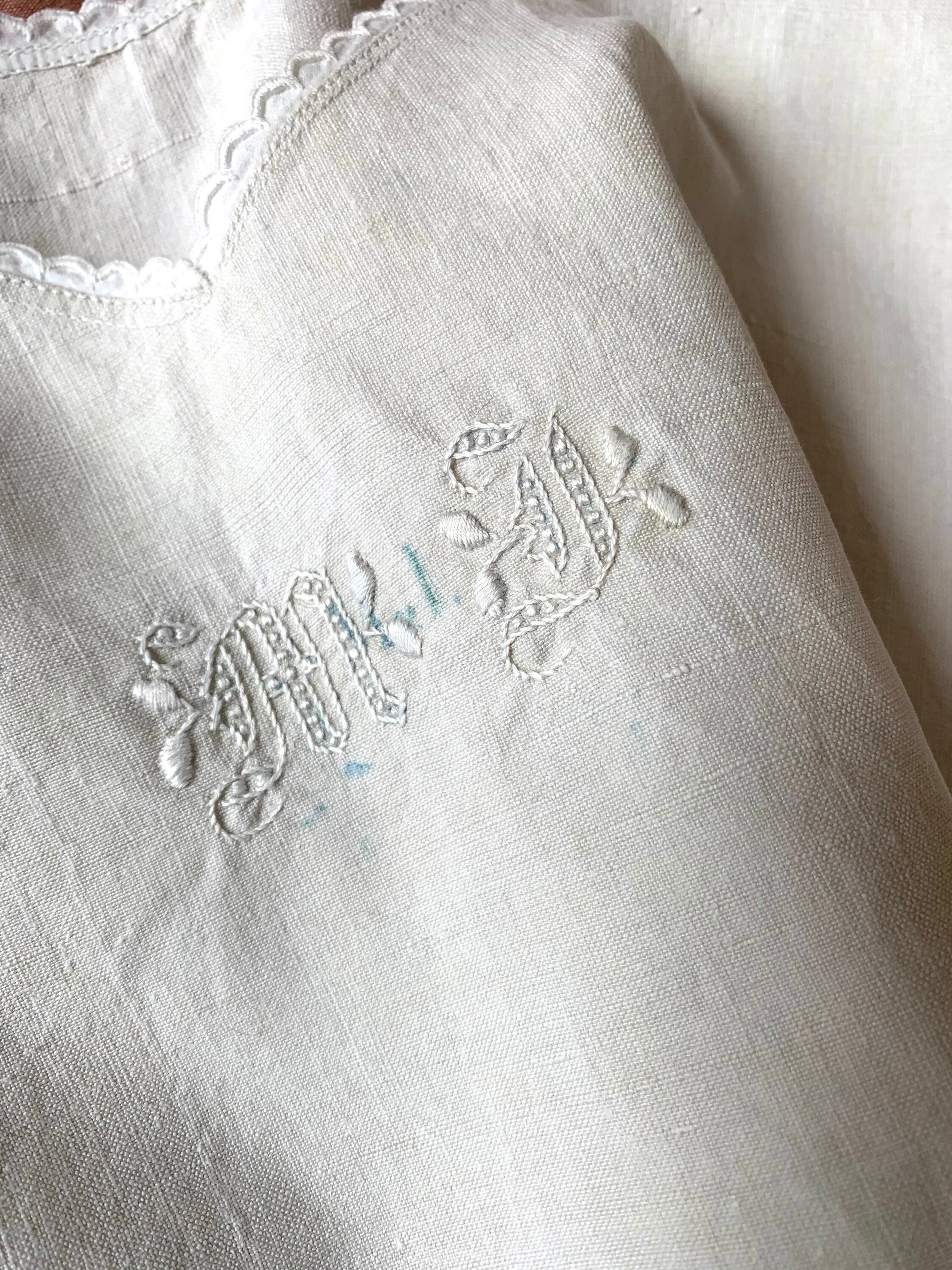 Ancient Linen Dress With Arch Edge and Monogram - Etsy