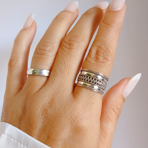 Wide Silver Band - Etsy