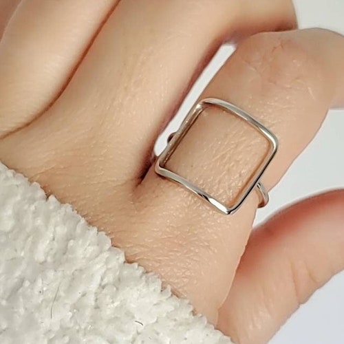 Square Ring 925 Sterling Silver Open Square Ring Silver - Etsy