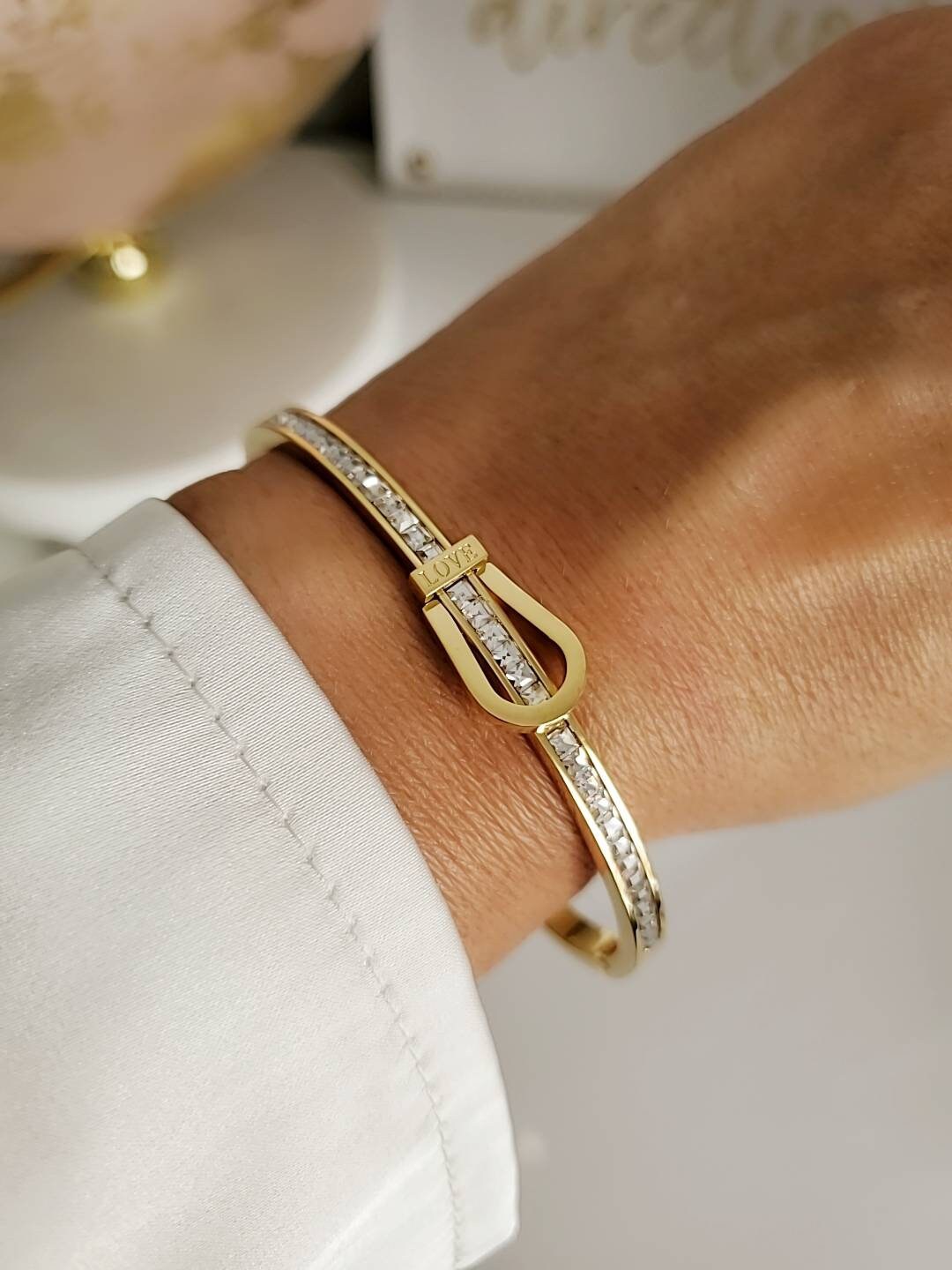 Gold Belt Bangle Bracelet, Simple Gold Bangle, Stack Bracelet ...