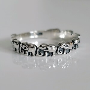Sterling Silver Elephant Ring, Thumb Dainty Band, Statement Elephants ...