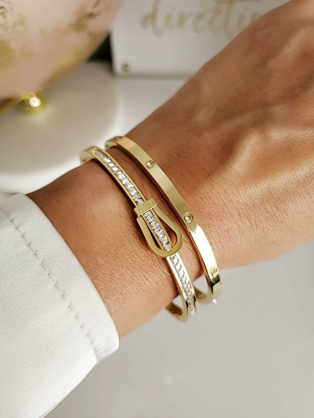 Gold Belt Bangle Bracelet, Simple Gold Bangle, Stack Bracelet ...