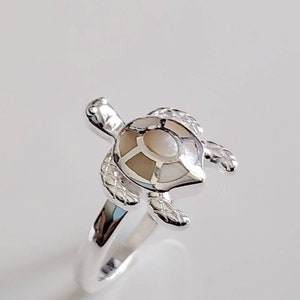 Mother of Pearl Turtle Ring, Sterling Silver Women Ring, 925 Stamped ...