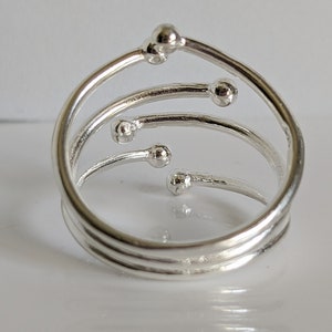 Sterling Silver Ring, Multi Beads Ring, Adjustable Ring, Statement Silver Ring, Tiny Balls Ring ...