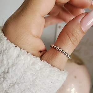 Silver Beaded Stacking Ring, Sterling Silver Women's Ring, Stack Thumb ...