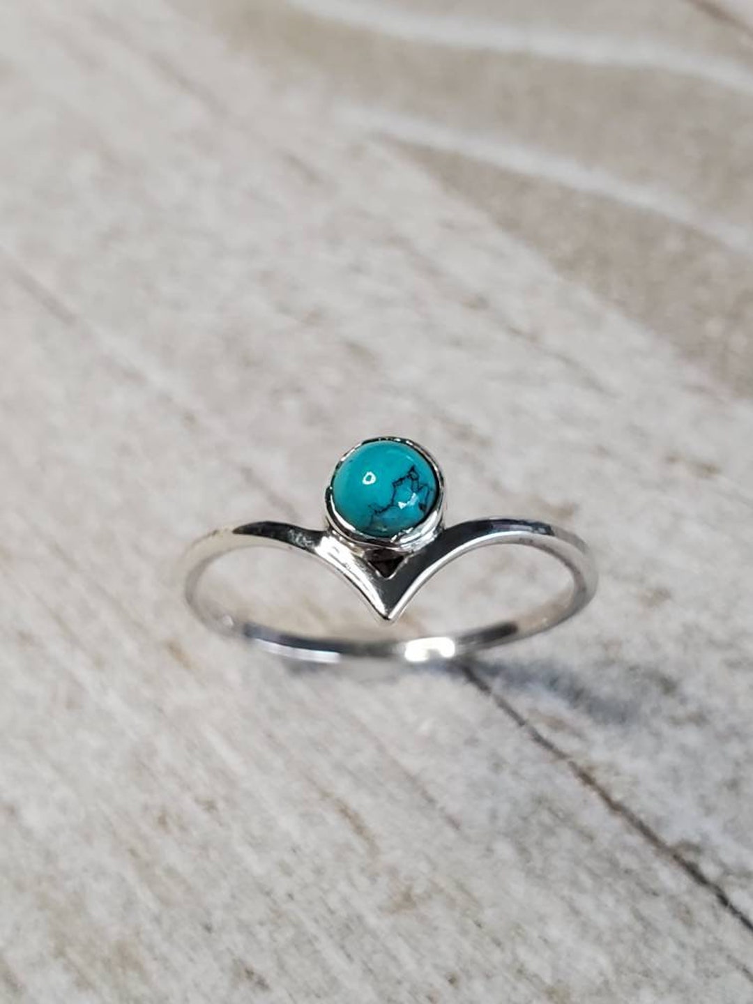 Sterling Silver Women's Turquoise Ring, Thin Band, Natural Turquoise ...