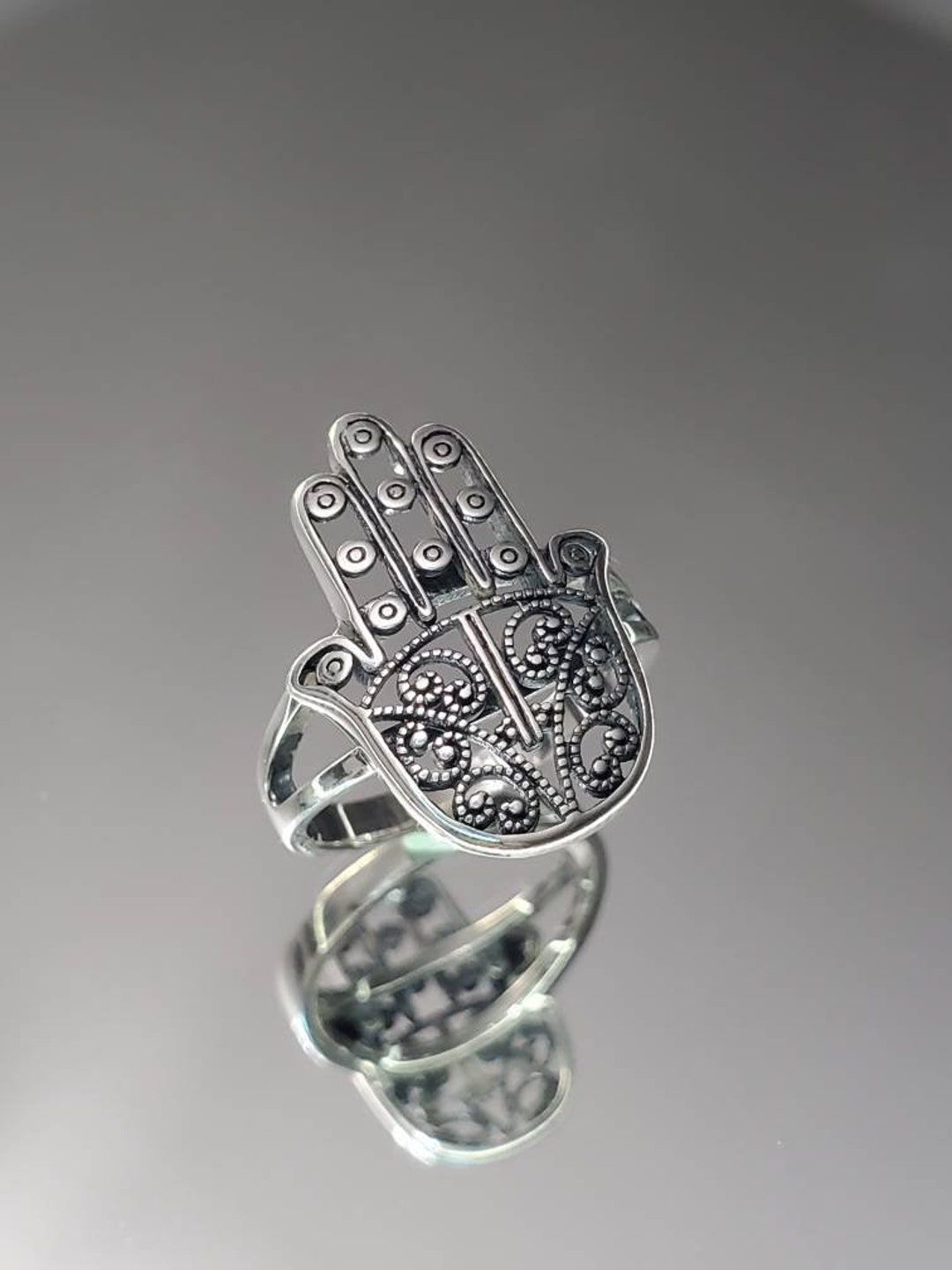 Sterling Silver Hamsa Ring, 925 Hamsa Ring, Protection Ring, Women's ...