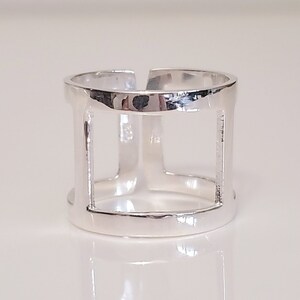 Sterling Silver Cuff Ring, Cage Ring, Geometric Ring, Trendy Jewelry ...