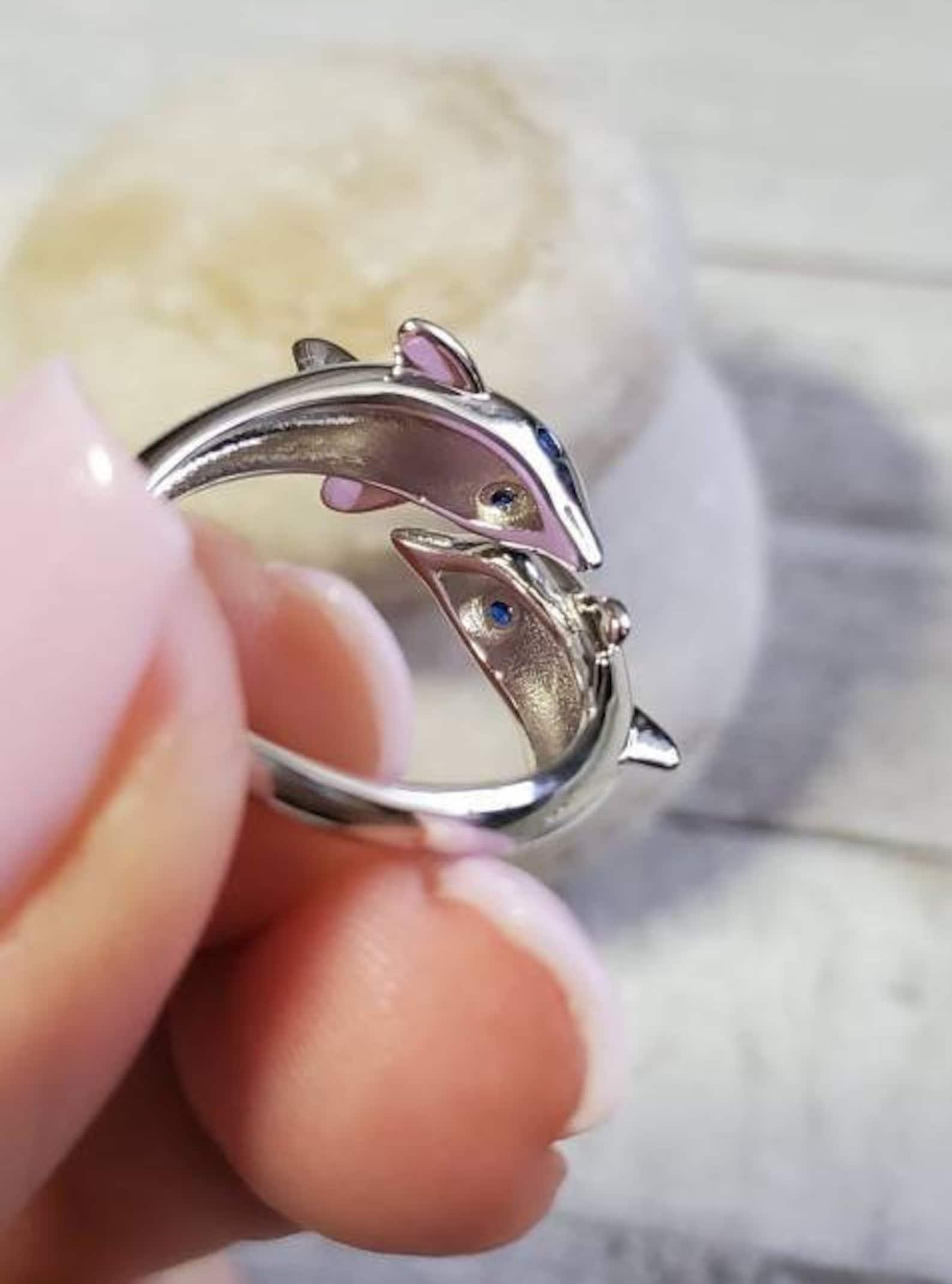 Dolphin Ring Blue Sapphire Sterling Silver Women Ring Ocean | Etsy