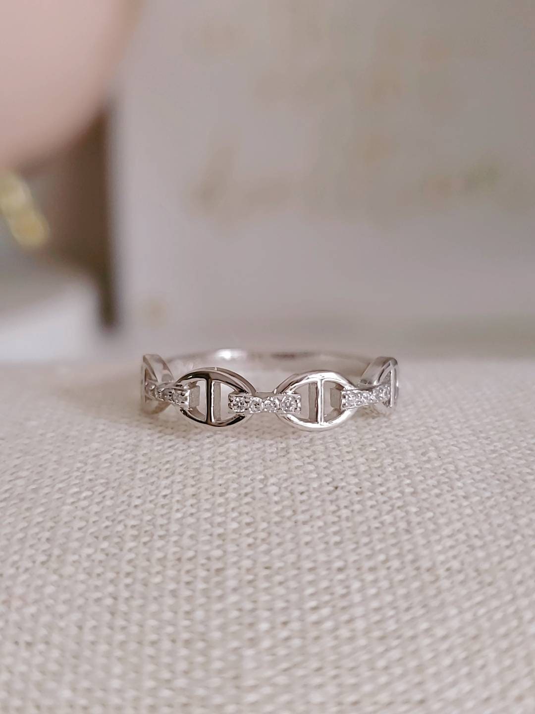 Chain Ring, Sterling Silver Women Ring, Simple Chain Ring, Stacking ...