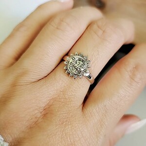 Moon Sun Face Ring Sterling Silver Women Ring Crescent - Etsy