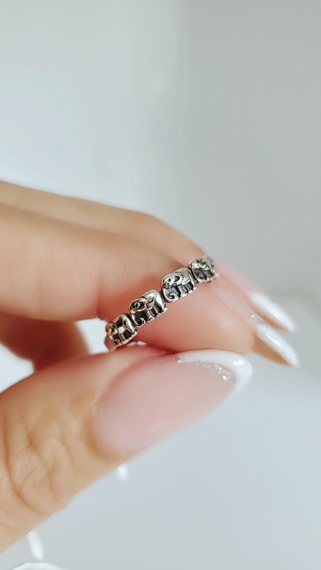Sterling Silver Elephant Ring, Thumb Dainty Band, Statement Elephants ...