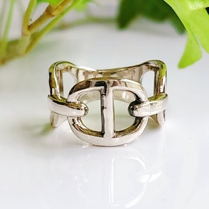 Large Sterling Silver Chain Ring, Sterling Silver Women Ring, Chain ...