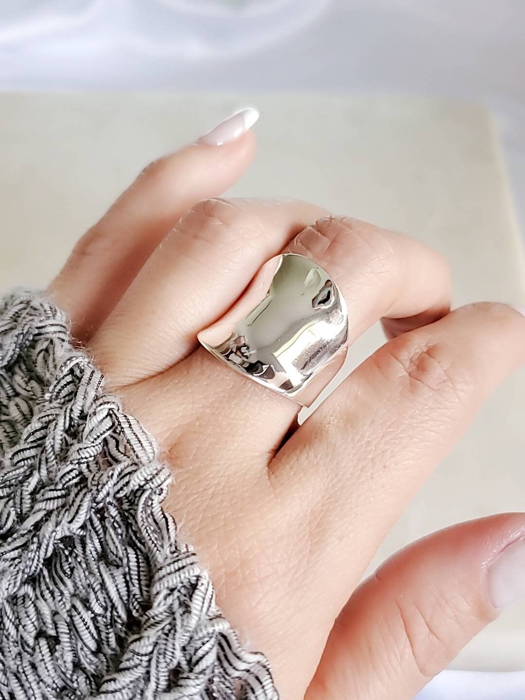 Concave Ring Sterling Silver Ring 925 Stamped Boho Chic - Etsy