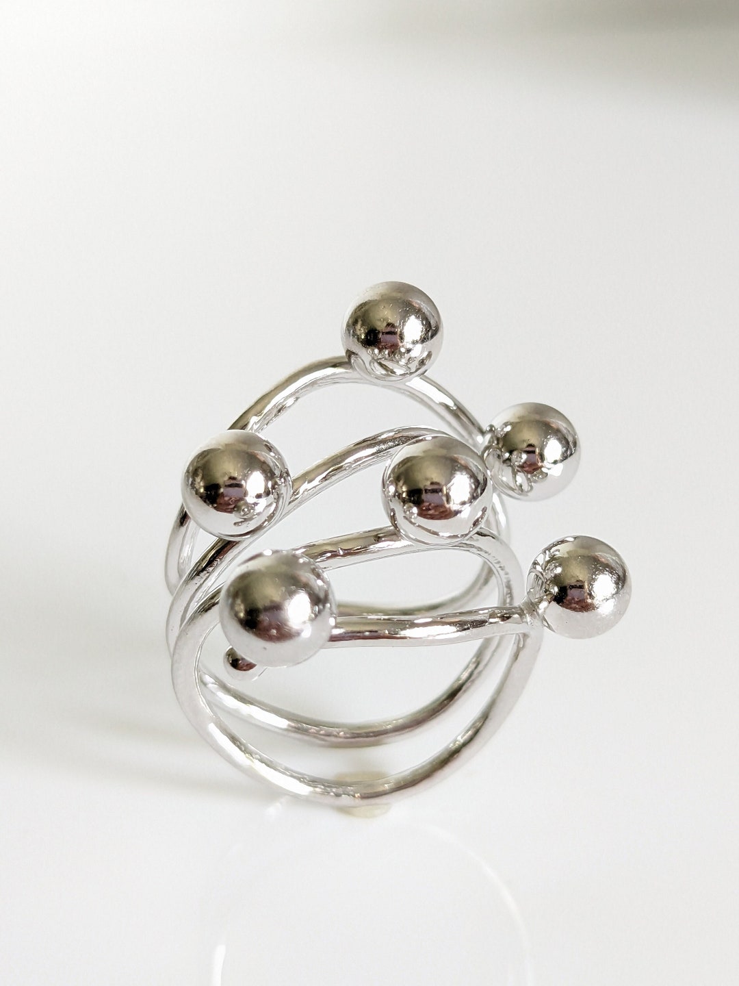 Sterling Silver Ring Multi Beads Ring, Statement Silver Ring, Balls ...