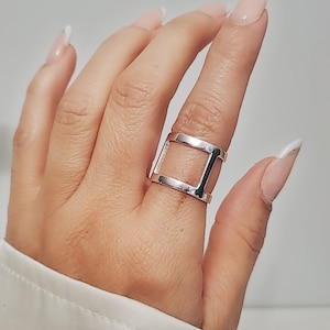 Sterling Silver Cuff Ring, Cage Ring, Geometric Ring, Trendy Jewelry ...