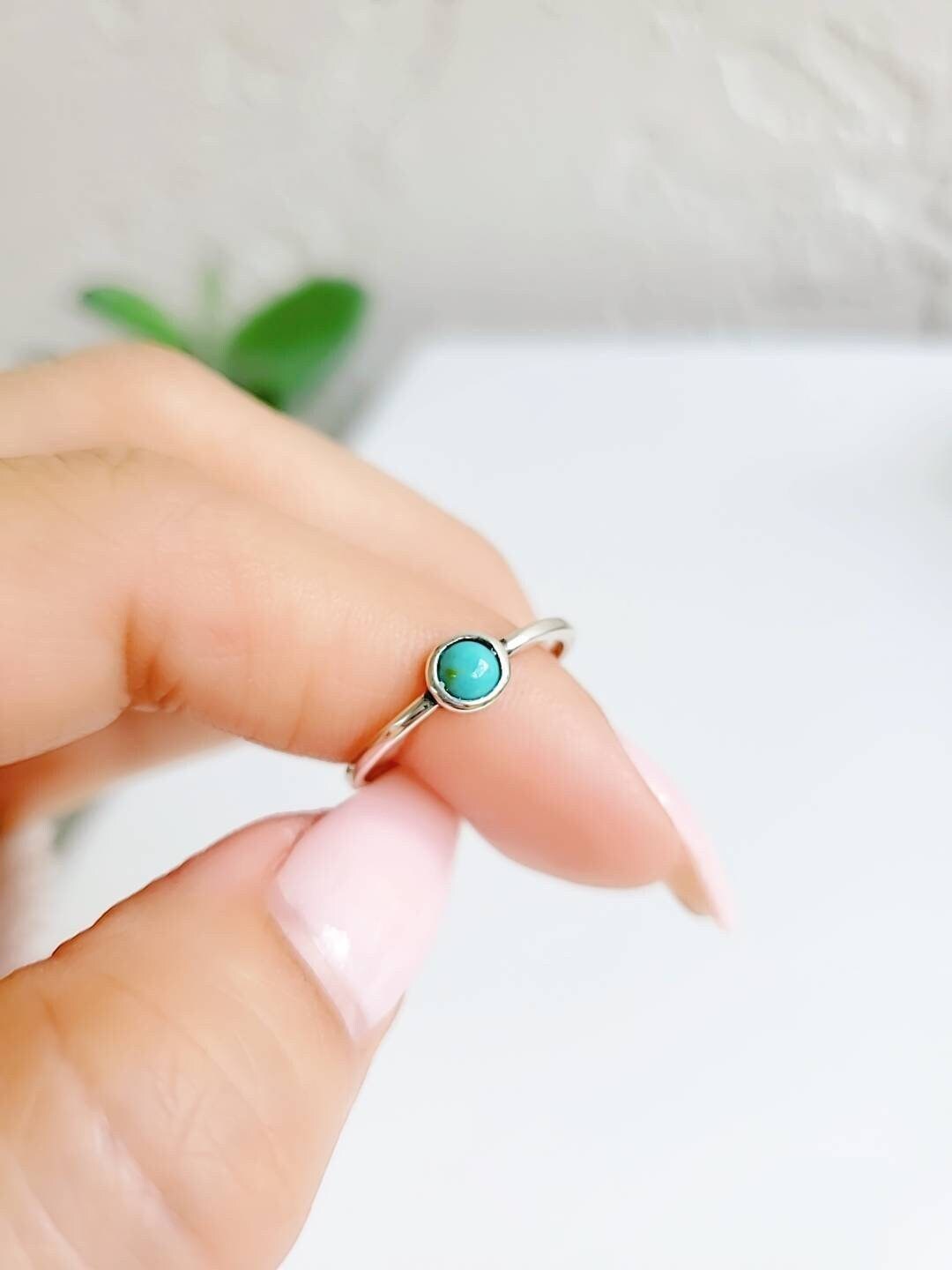 Dainty Turquoise Ring, Sterling Silver Ring, Women's Turquoise Ring ...