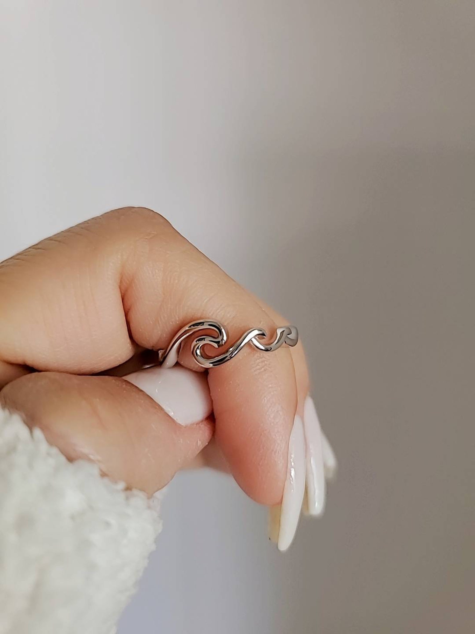 Sterling Silver Waves Ring, Rolling Wave Ring, Beach Wave Ring, Ocean Tide Ring, 925 Stamped ...