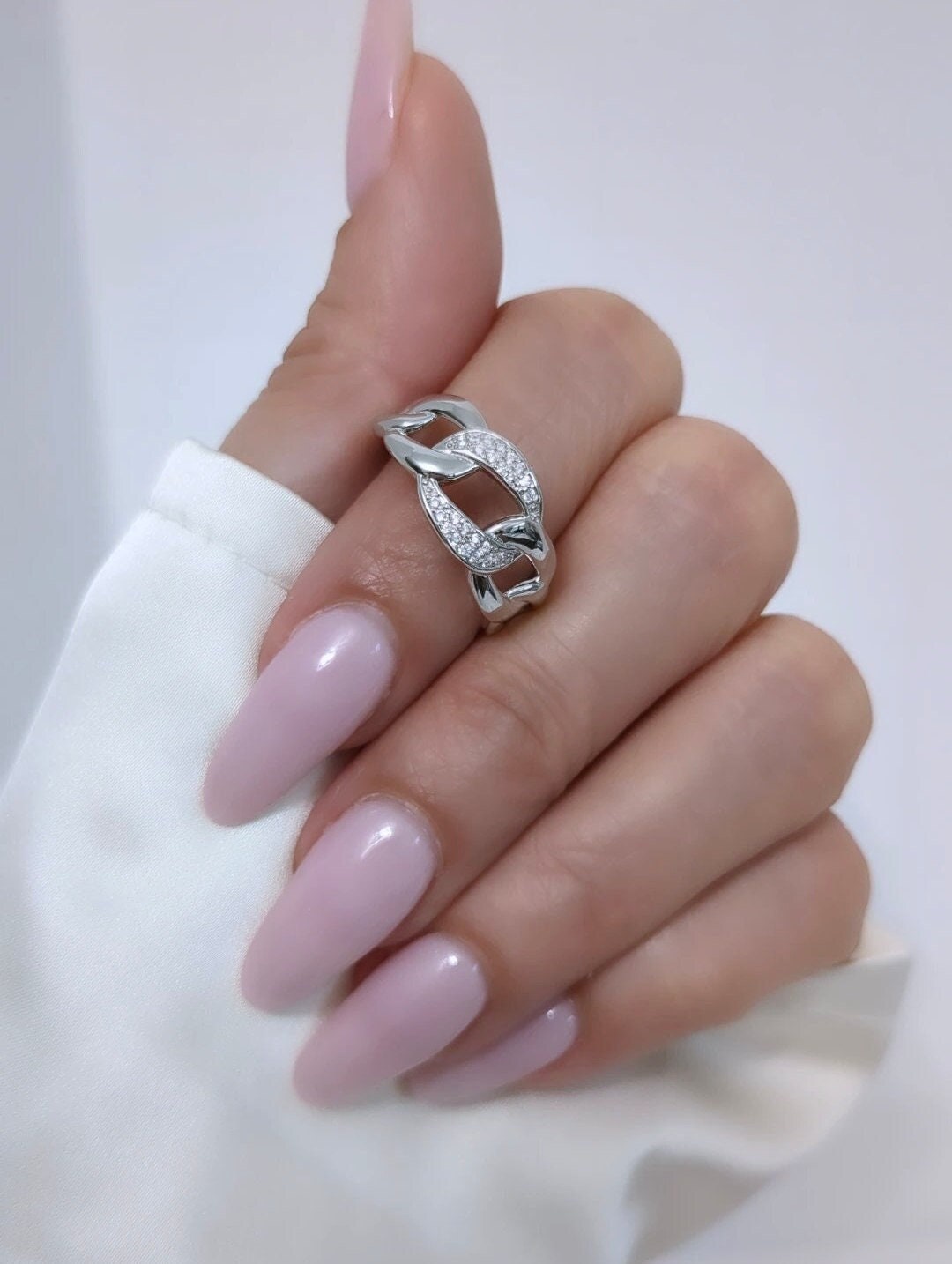 Large Chain Ring, Sterling Silver Women Ring, Wide Chain Ring, Thumb ...