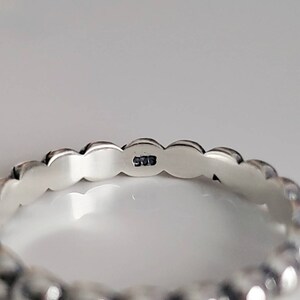 Silver Beaded Stacking Ring, Sterling Silver Women's Ring, Stack Thumb Band, High Polished, Bead ...