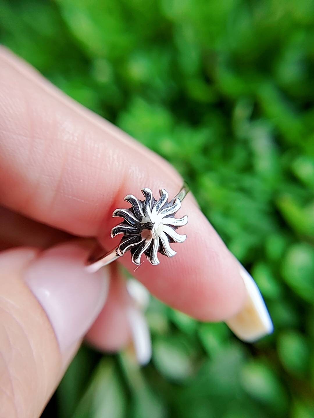 Sterling Silver Sun Ring Women Sun Ring Minimalist Simple - Etsy UK