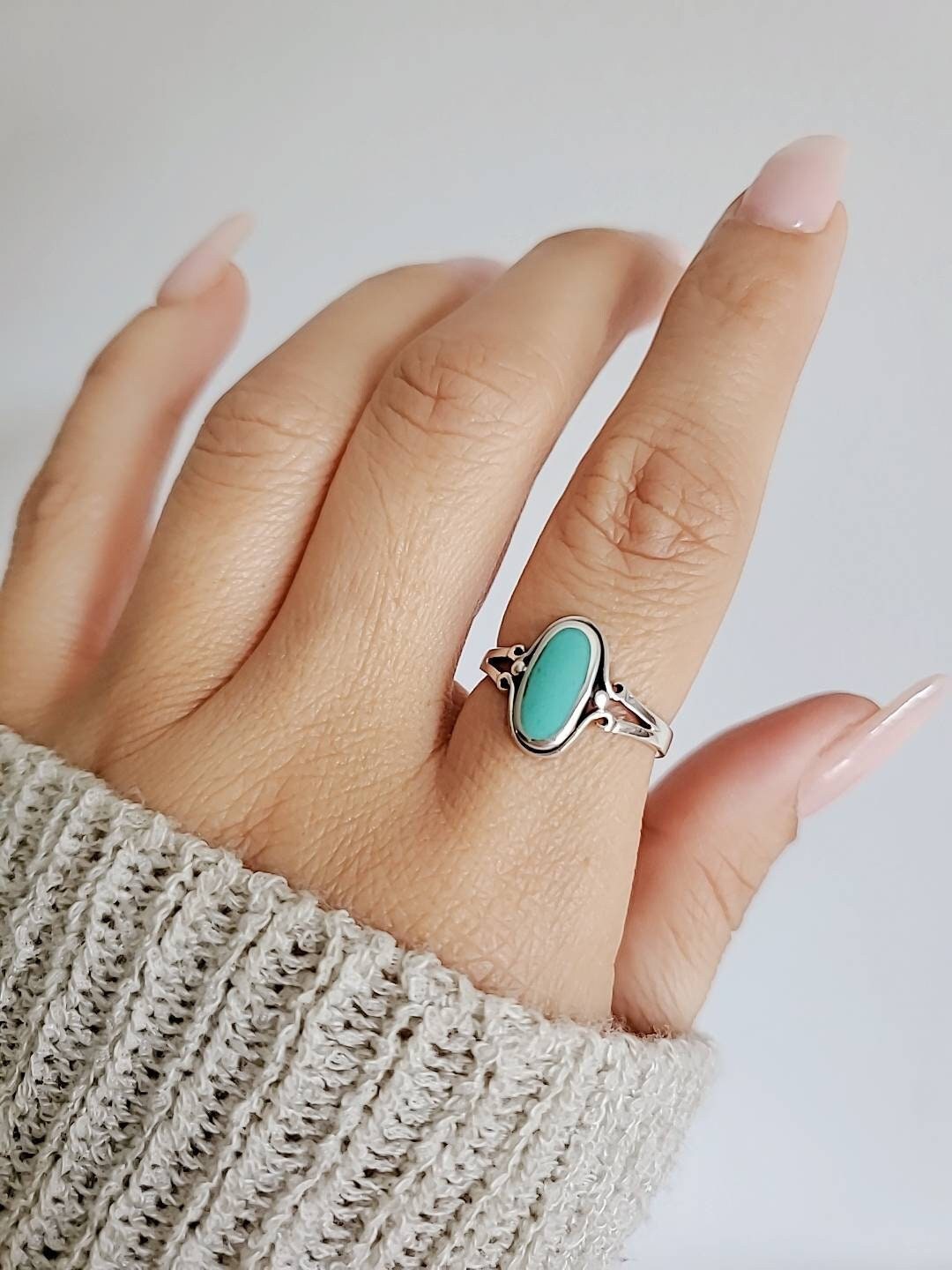 Turquoise Ring, Sterling Silver Women Ring, Dainty Turquoise Ring ...