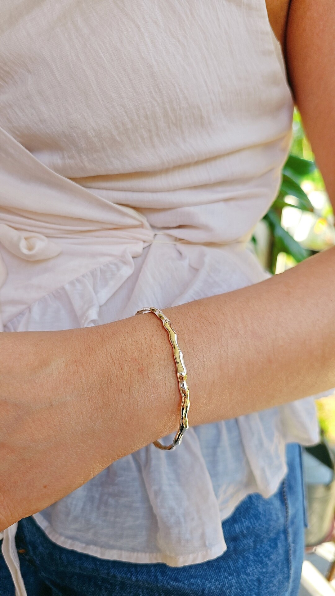 Sterling Silver Adjustable Bangle Bracelet, Dainty Solid 925 Sterling ...