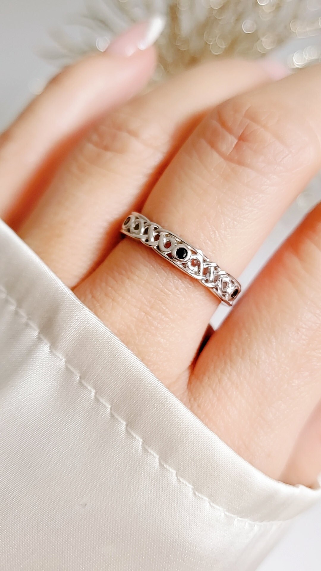 Sterling Silver Celtic Onyx Ring, Braided Thumb Band, 925 Stamped, Non ...