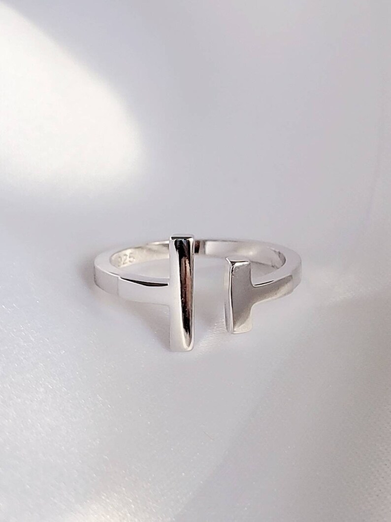 Bar Ring Sterling Silver Ring Double Bar Ring T Ring | Etsy