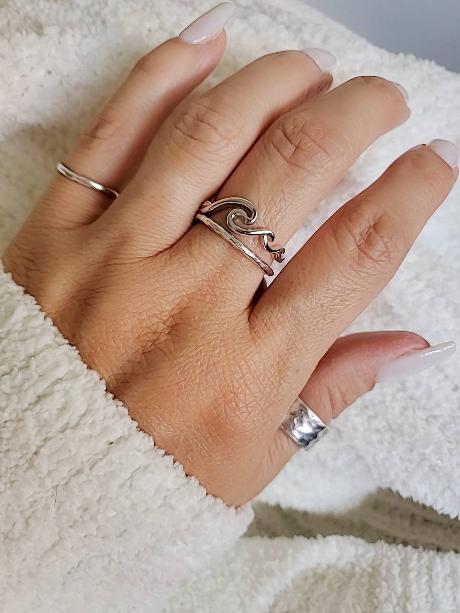 Sterling Silver Waves Ring, Rolling Wave Ring, Beach Wave Ring, Ocean Tide Ring, 925 Stamped ...