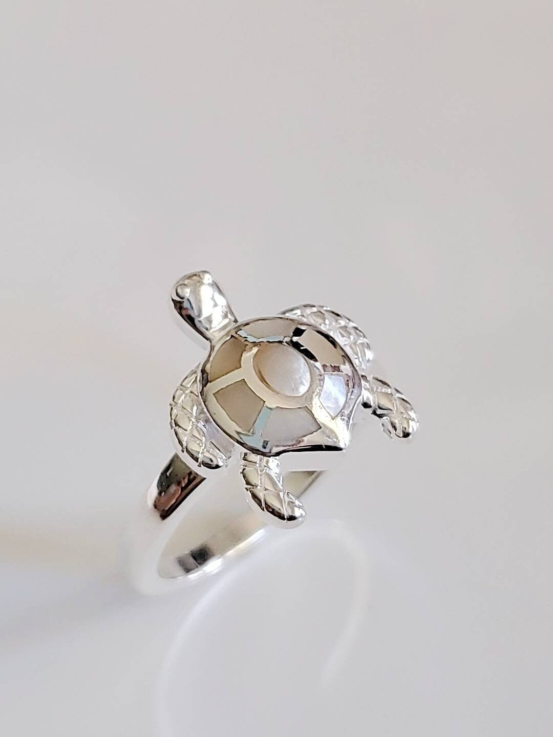 Mother of Pearl Turtle Ring, Sterling Silver Women Ring, 925 Stamped ...