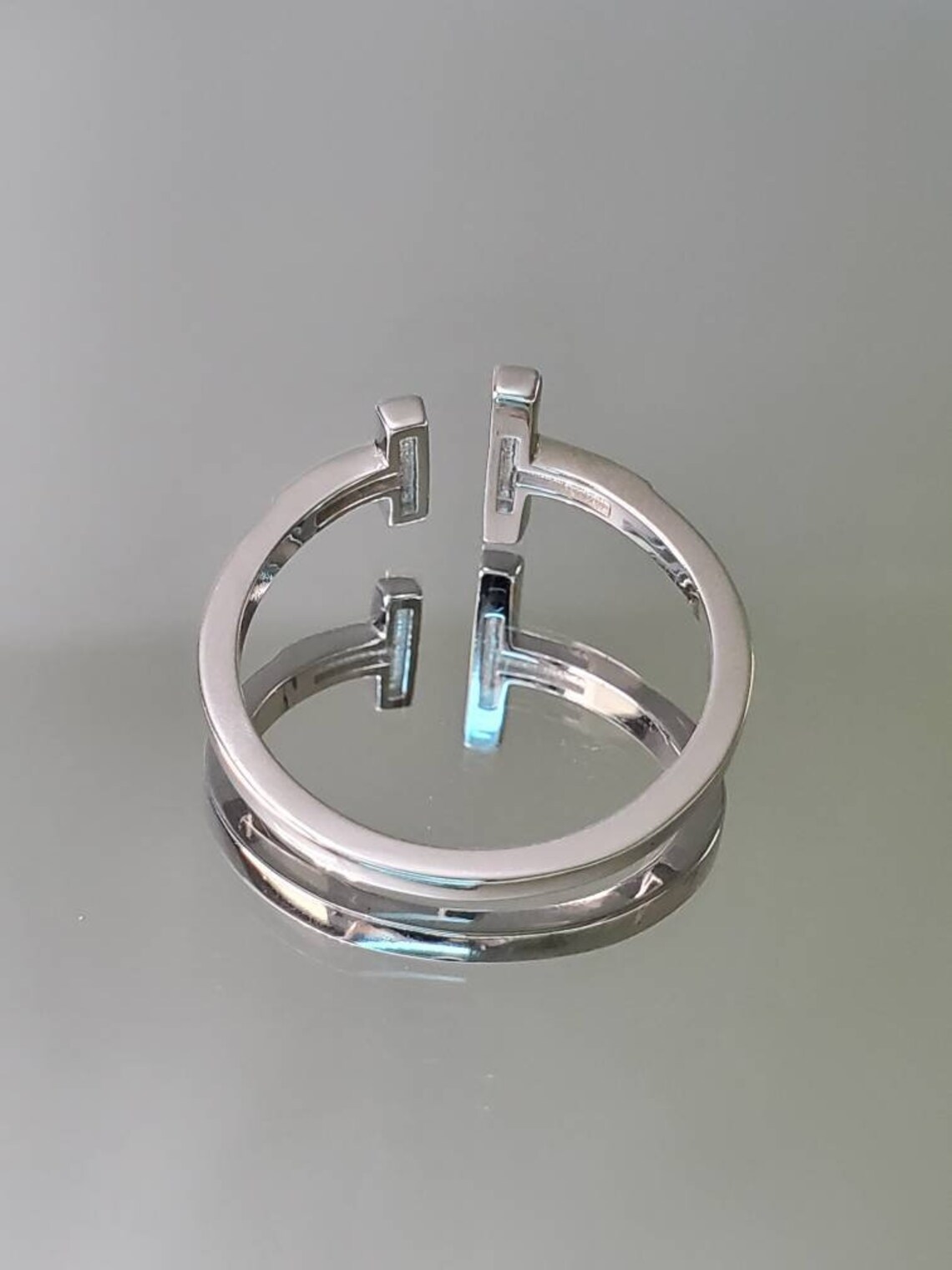 Bar Ring Sterling Silver Ring Double Bar Ring T Ring - Etsy