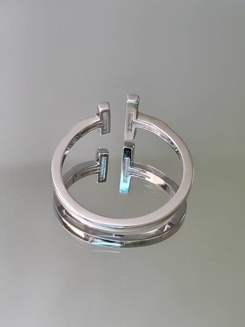 Bar Ring Sterling Silver Ring Double Bar Ring T Ring - Etsy