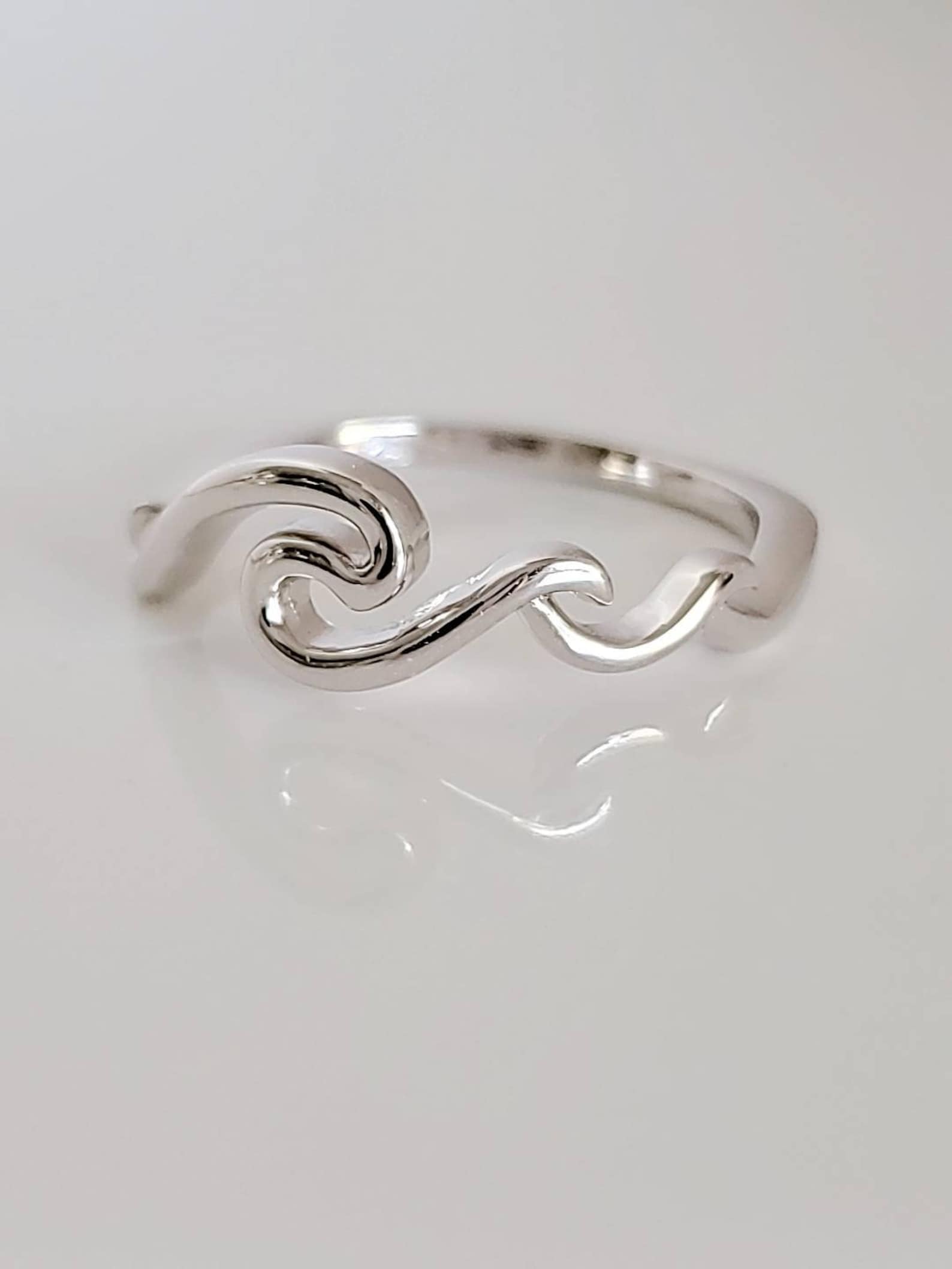 Sterling Silver Waves Ring, Rolling Wave Ring, Beach Wave Ring, Ocean Tide Ring, 925 Stamped ...