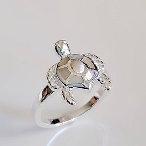 Mother of Pearl Turtle Ring, Sterling Silver Women Ring, 925 Stamped ...