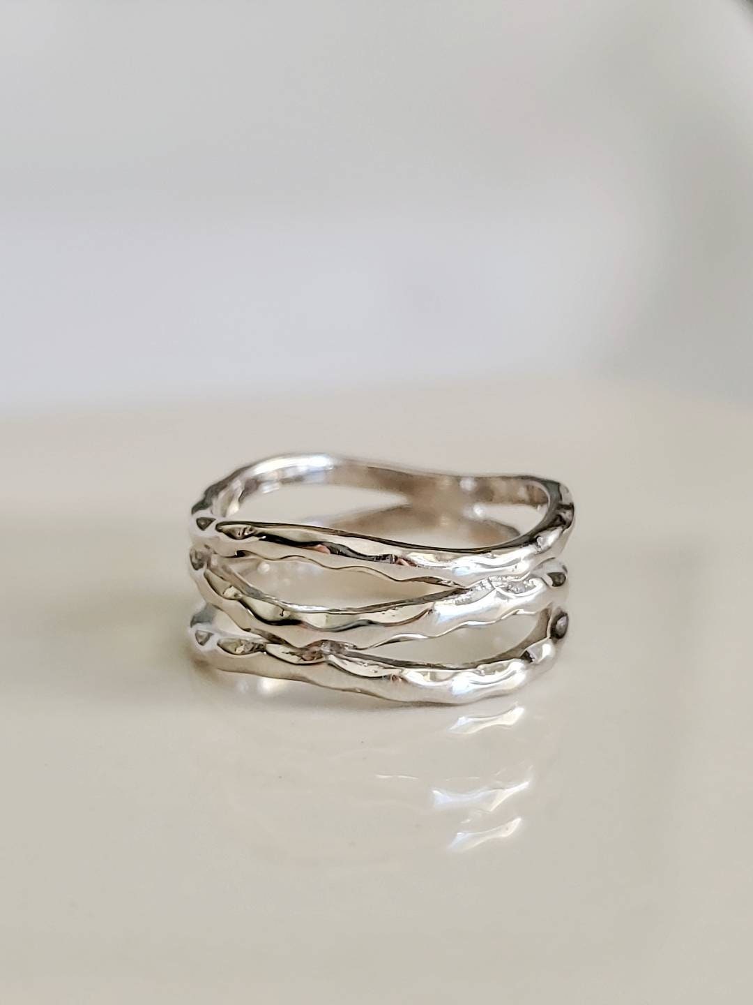 Hammered Ring, Solid Sterling Silver Women Ring, 925 Stamped, Thumb ...