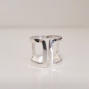 Sterling Silver Cuff Ring, Cage Ring, Geometric Ring, Trendy Jewelry ...