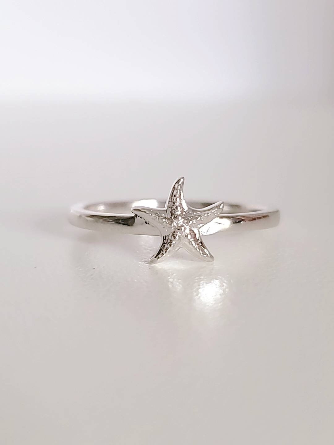 Sterling Silver Starfish Ring, Dainty Ocean Inspired Jewelry, Boho Chic ...